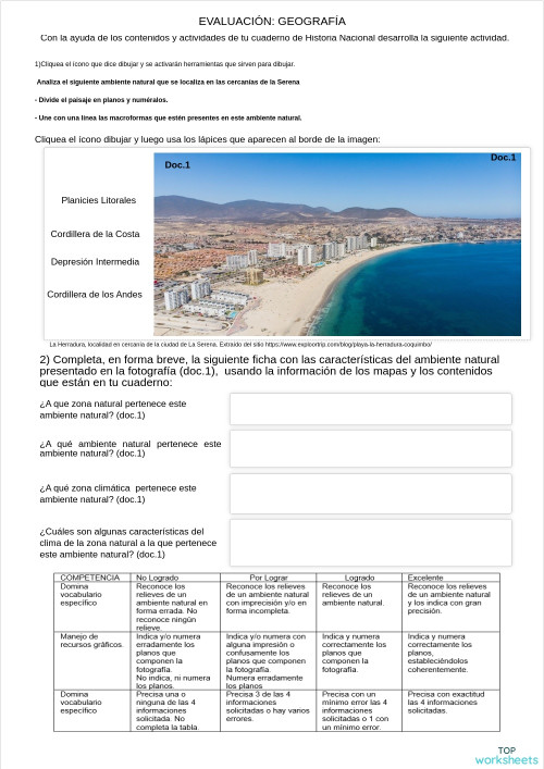 Actividad evaluada final de geografía. Ficha interactiva | TopWorksheets