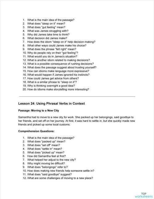 Reading comprehension B1. Interactive worksheet | TopWorksheets