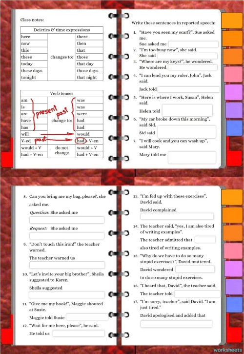 Reported Speech: interactive worksheets and online exercises ...