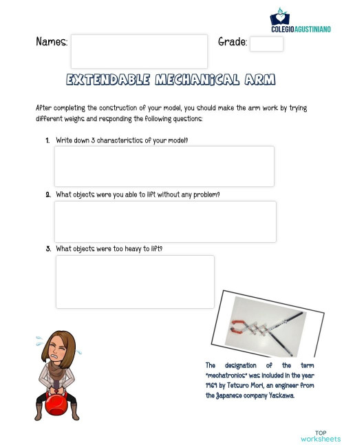 Extendable Mechanical Arm_3rd. Interactive worksheet | TopWorksheets