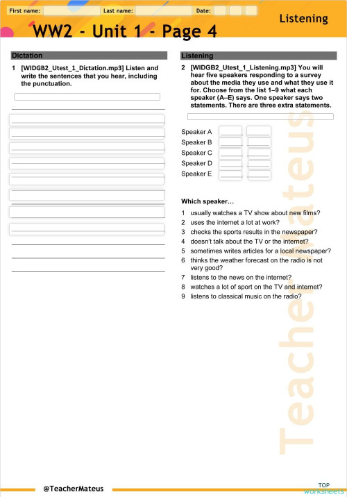 WW2 - Unit 1 - Page 4. Interactive worksheet | TopWorksheets