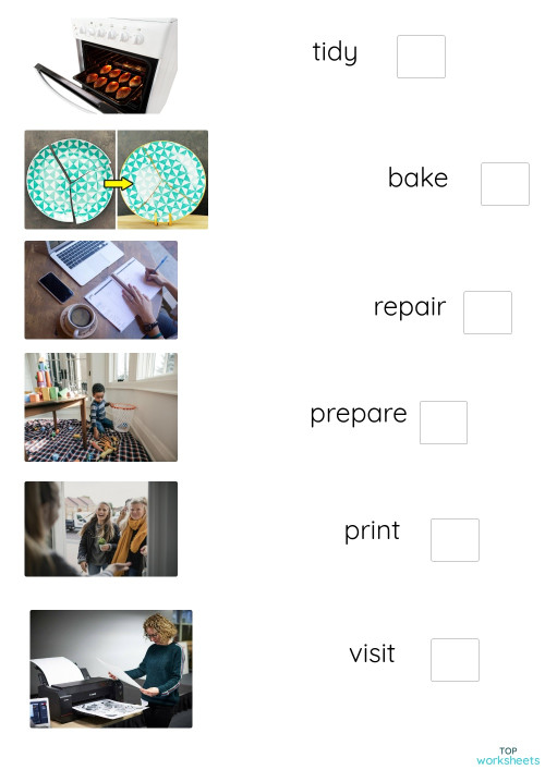Read and match the verbs. Interactive worksheet | TopWorksheets