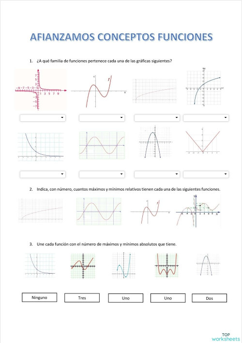 Funciones: fichas interactivas y ejercicios online | TopWorksheets