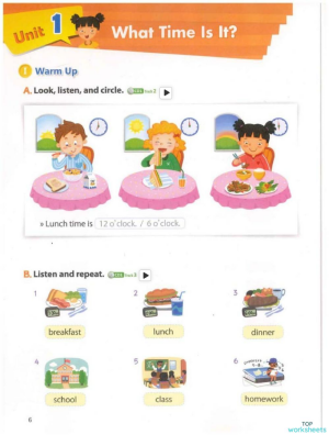 Listen Up 2_unit 1: What Time Is It?. Interactive worksheet | TopWorksheets