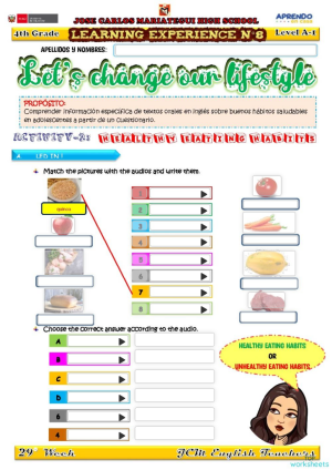 29°-HEALTHY EATING HABITS-4°-SECUNDARIA. Interactive worksheet ...
