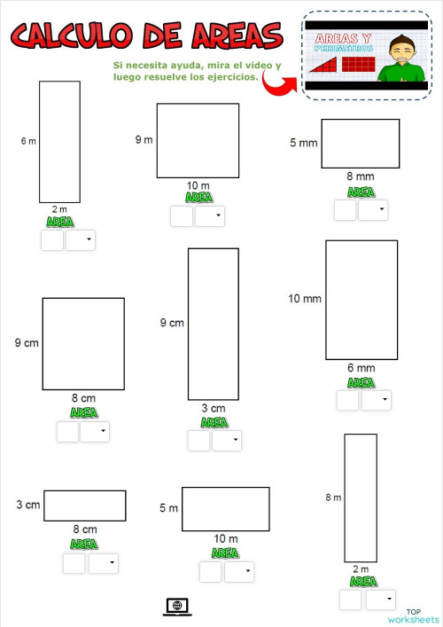 Area: fichas interactivas y ejercicios online | TopWorksheets