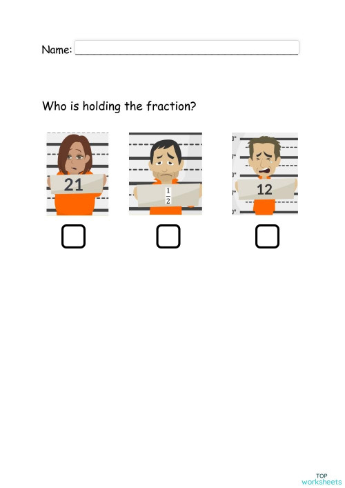 Who is holding the fraction?. Interactive worksheet | TopWorksheets