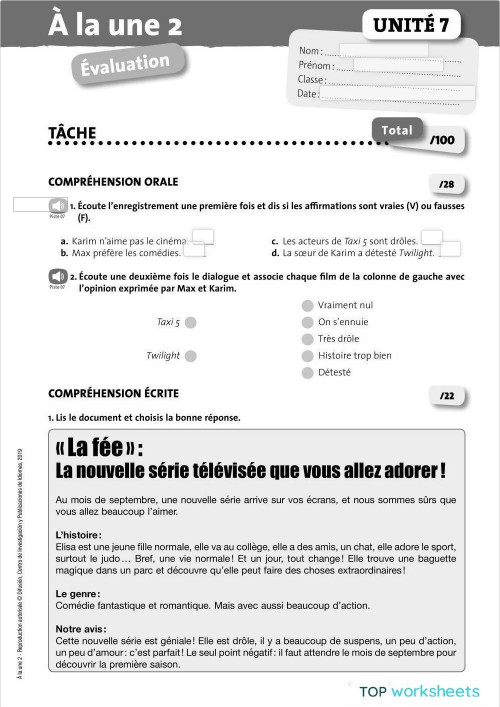 Les pronoms COD-COI-Y-EN. Fiche interactive | TopWorksheets