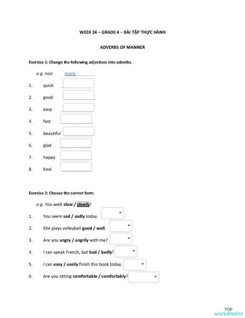 Week 24 - Practice. Interactive worksheet | TopWorksheets