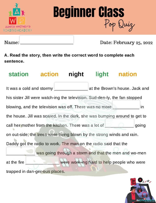 Beginner Class Review Quiz. Interactive worksheet | TopWorksheets