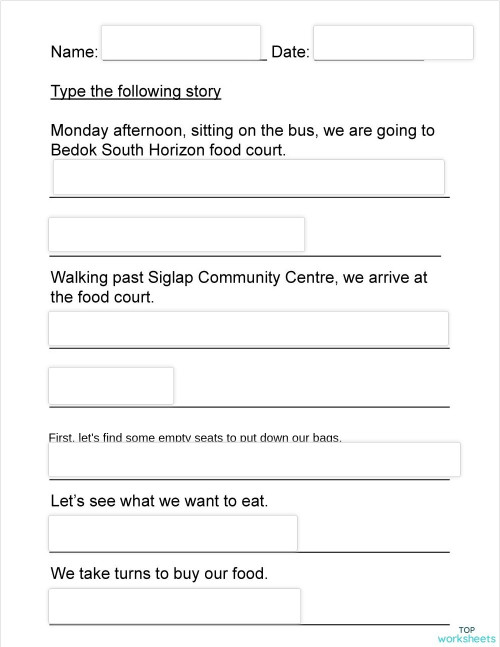 Outing at the food court. Interactive worksheet | TopWorksheets
