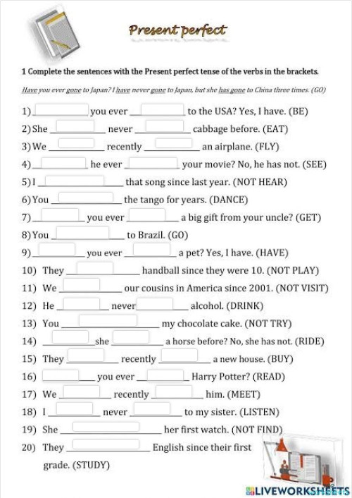 worksheet 1 Present perfect Test. Interactive worksheet | TopWorksheets