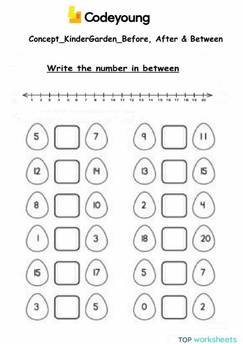 Before after between. Interactive worksheet | TopWorksheets