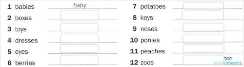 Plurals (Nouns) A1. Interactive worksheet | TopWorksheets