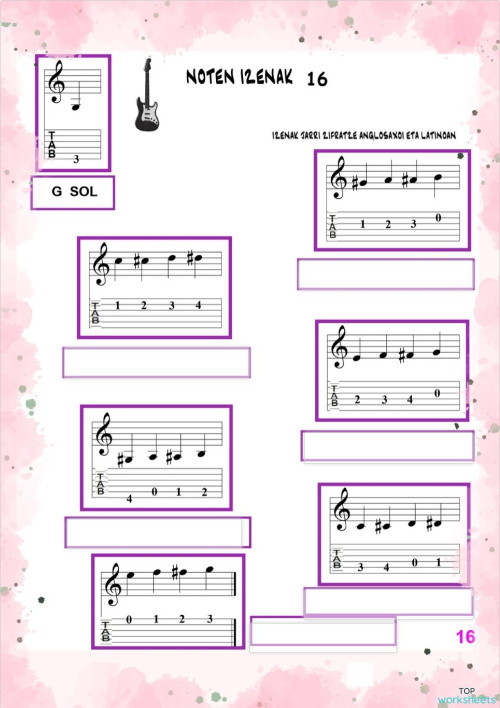 Noten Izenak: interactive worksheets and online exercises | TopWorksheets