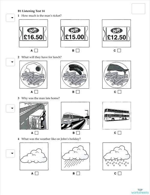 B1 Listening Practice_Test 14_Part 1 2. Interactive worksheet ...