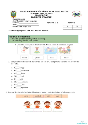Diagnostic Evaluation 8th. Ficha interactiva | TopWorksheets