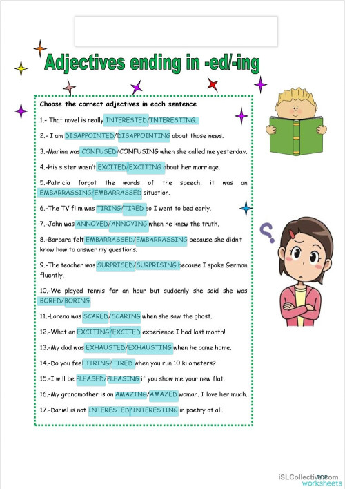 edaningadjectives. Interactive worksheet | TopWorksheets