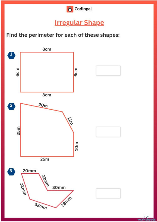 M_G04M14L47_WC02_Perimeter of Regular and Irregular Shapes. Interactive worksheet | TopWorksheets