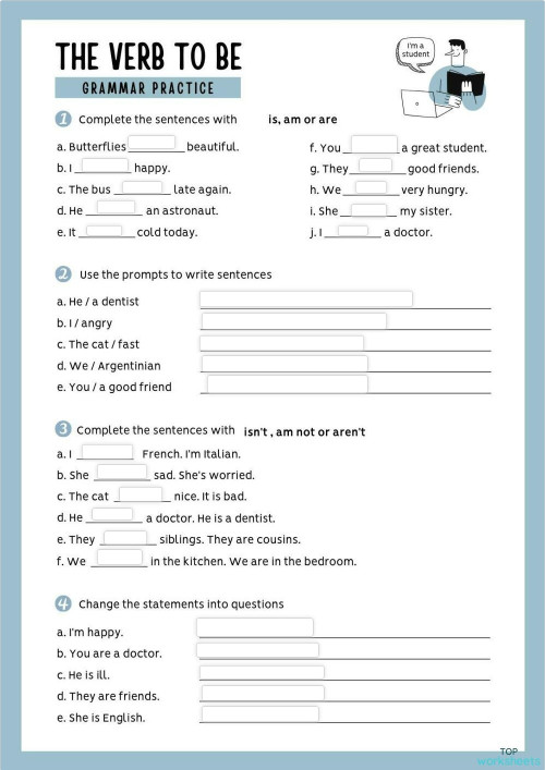 TO BE simple present. Interactive worksheet | TopWorksheets
