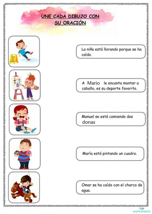 ORACIONES KINDER. Ficha interactiva | TopWorksheets