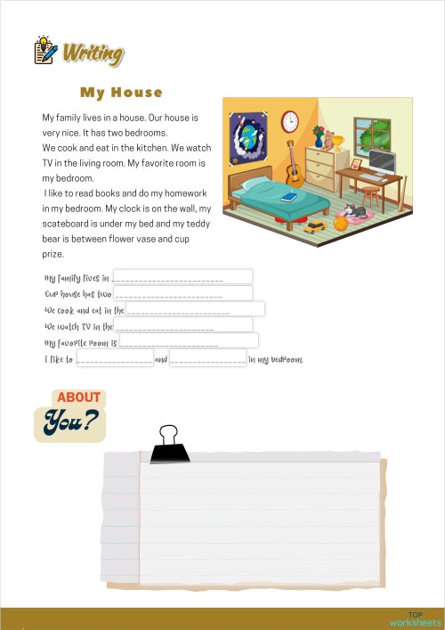 2nd WRITING. ROOMS. Interactive worksheet | TopWorksheets