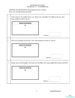 Mathematics Year 6 11 Nov 2021. Interactive worksheet | TopWorksheets