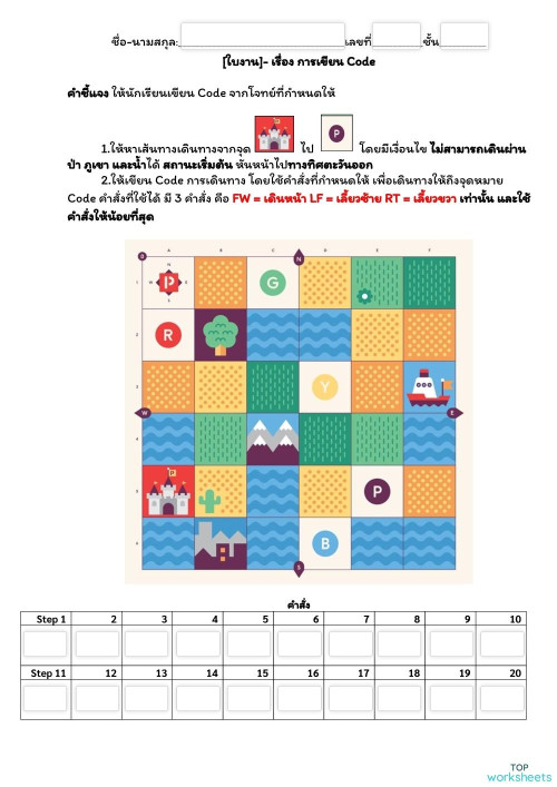 Unplugged Coding ใบงานเชิงโต้ตอบ | TopWorksheets