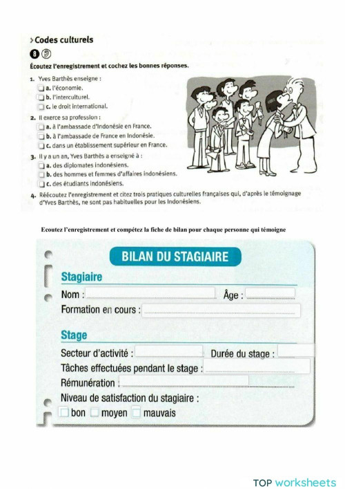 Compréhension orale N4. Fiche interactive | TopWorksheets