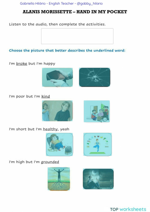Listening - Alanis Morissette, Hand in my Pocket. Interactive worksheet ...