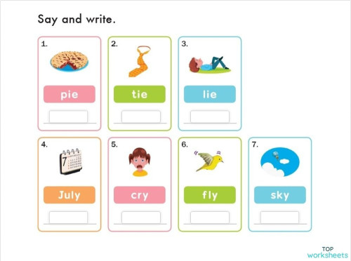 phonics ie, y part 1. Interactive worksheet | TopWorksheets