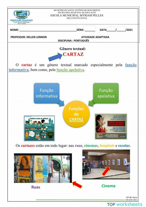 Gênero Textual Cartaz interactive. Ficha interativa | TopWorksheets