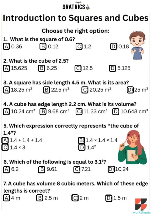 Squares and Cubes 03. Interactive worksheet | TopWorksheets