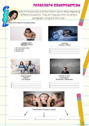 Paragraph construction. Interactive worksheet | TopWorksheets