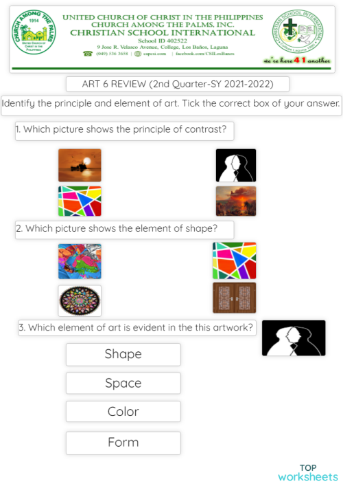 CSI2NDQTR_ARTS6_Elements&PrinciplesofArts_Worksheet. Interactive ...