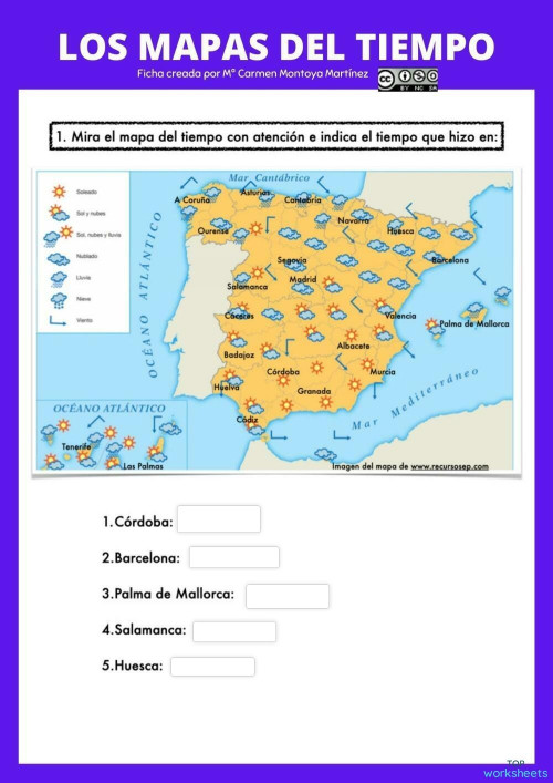 MAPAS DEL TIEMPO 1. Ficha interactiva | TopWorksheets