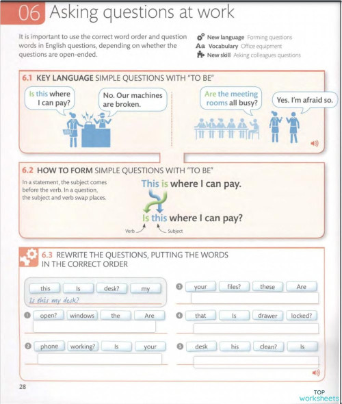 Asking questions at work Business English 1 Course Book. Interactive ...
