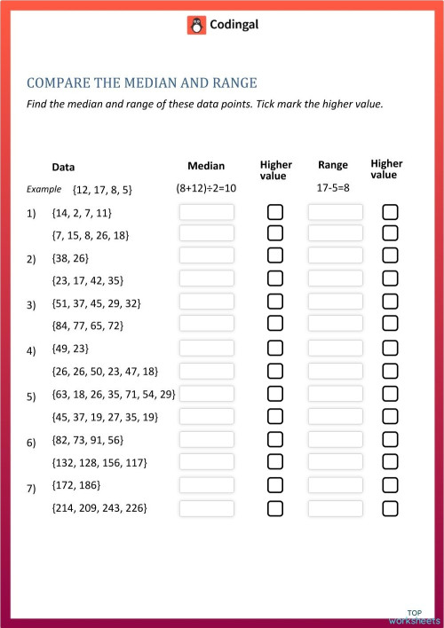 M_G05M24L67_WC02_Introduction_to_Median_and_Range_2. Interactive worksheet | TopWorksheets
