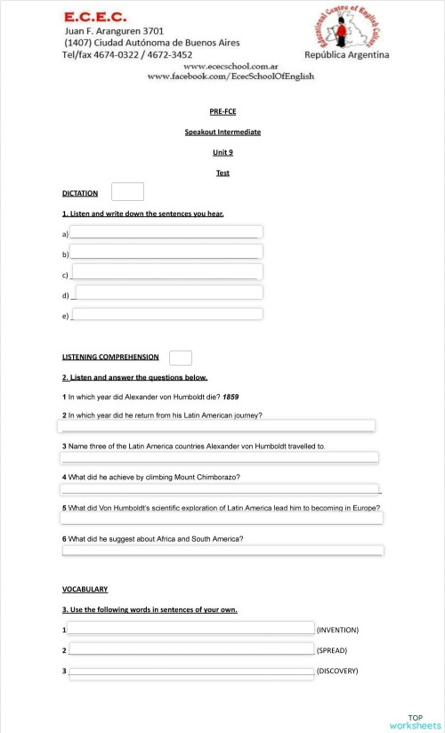 Unit 9 test History. Interactive worksheet | TopWorksheets