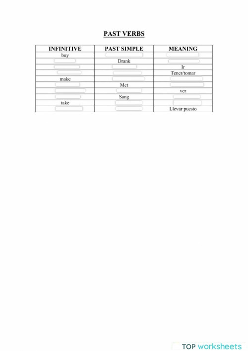 Past verbs. Interactive worksheet | TopWorksheets