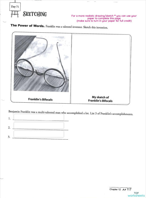 Chapter 12: Sketching Pg 117-118. Interactive worksheet | TopWorksheets