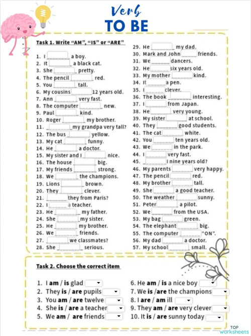 VERB TO BE (+) (?) SIMPLE PRESENT. Interactive worksheet | TopWorksheets