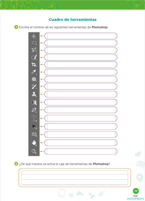 Página 49 - Cuadro de herramientas. Ficha interactiva | TopWorksheets