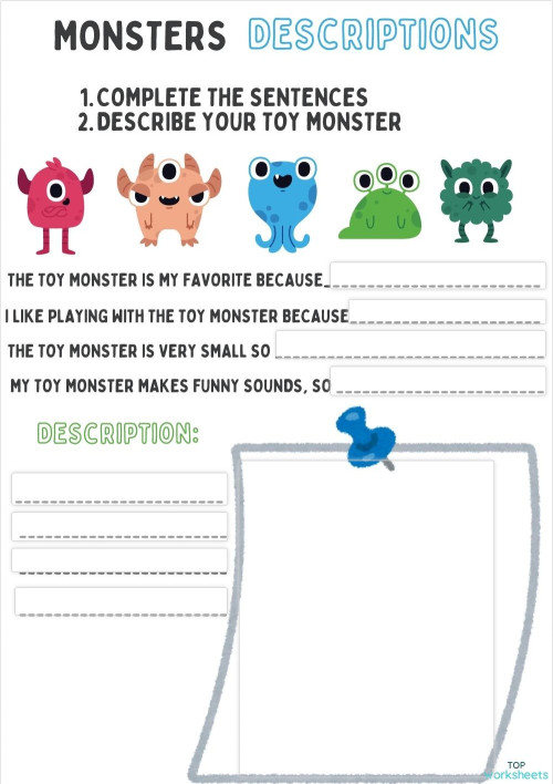 Monsters descriptions. Interactive worksheet | TopWorksheets