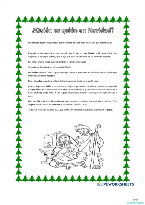 QUIÉN ES QUIÉN EN NAVIDAD. Ficha interactiva | TopWorksheets