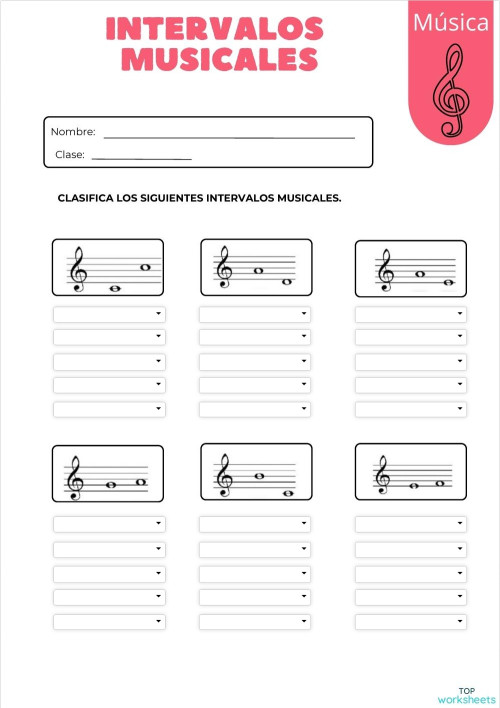 Ejercicios De intervalos.. Ficha interactiva | TopWorksheets