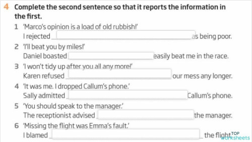 verb patterns and reporting. Interactive worksheet | TopWorksheets