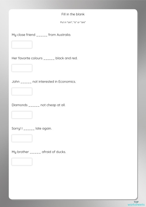 Fill in the blank. Interactive worksheet | TopWorksheets