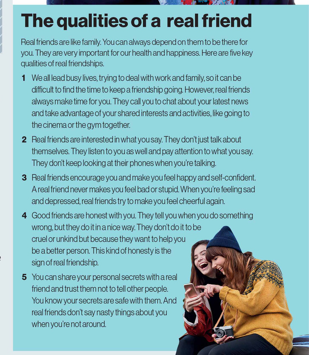 Reading (Real friends). Interactive worksheet | TopWorksheets