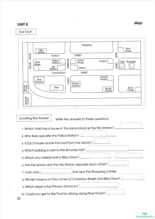 Unit 8 Our Town. Interactive worksheet | TopWorksheets